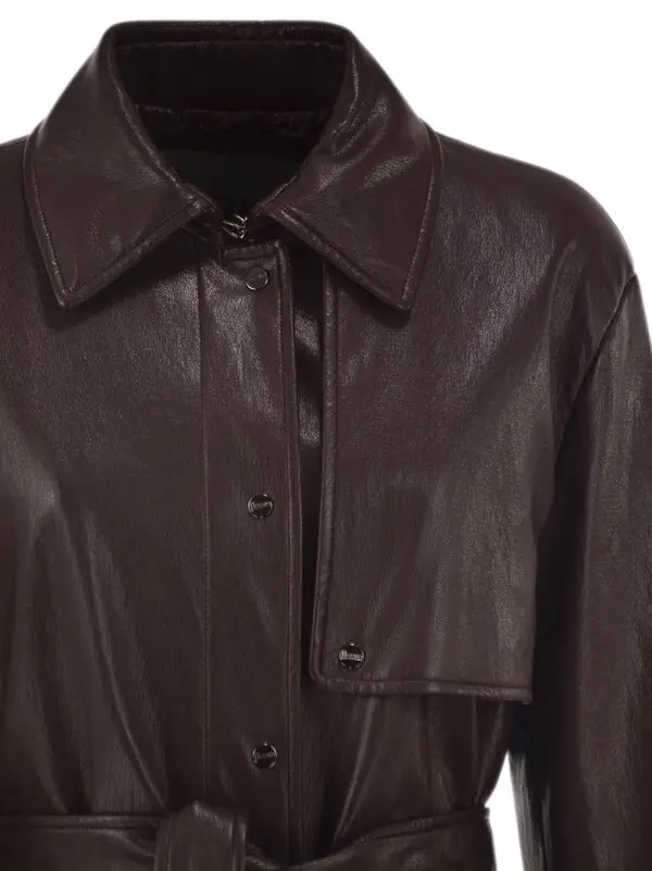Herno Long Belted Leather-effect Coat