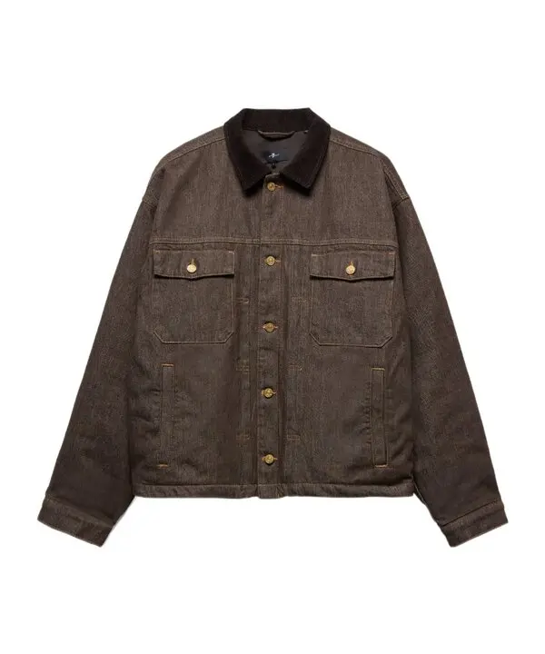 7 For All Mankind Corduroy Collar Denim Jacket