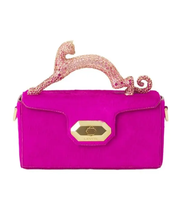 LANVIN Pencil Cat" Nano Bag In Pony And Rhinestones - Pink