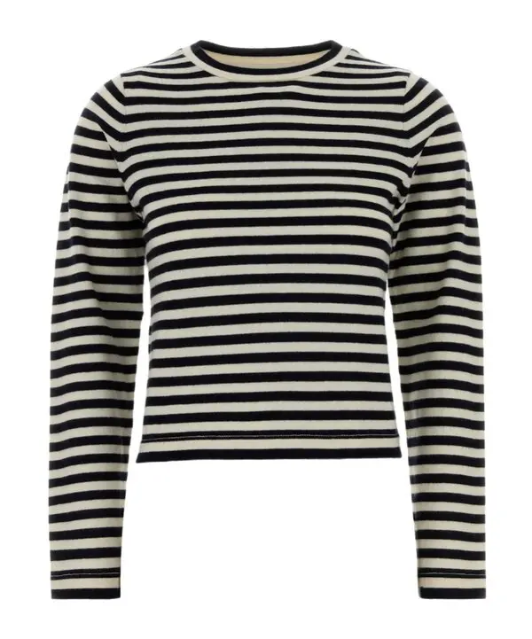 Extreme Cashmere Striped Knit Top - Black