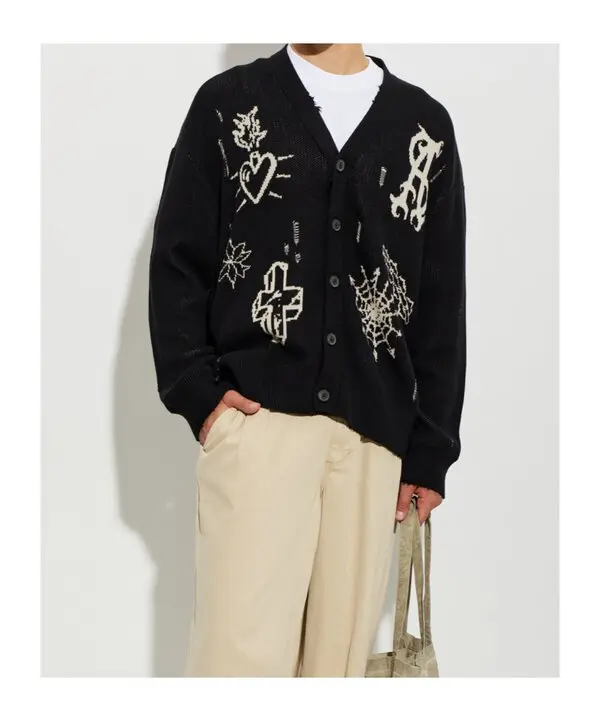 ALLSAINTS V-neck Long-sleeve Knit Top With Graphic Pattern