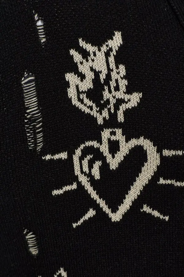 ALLSAINTS V-neck Long-sleeve Knit Top With Graphic Pattern