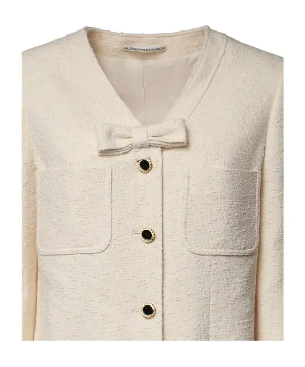 Alessandra Rich Bow Detail Textured Blazer