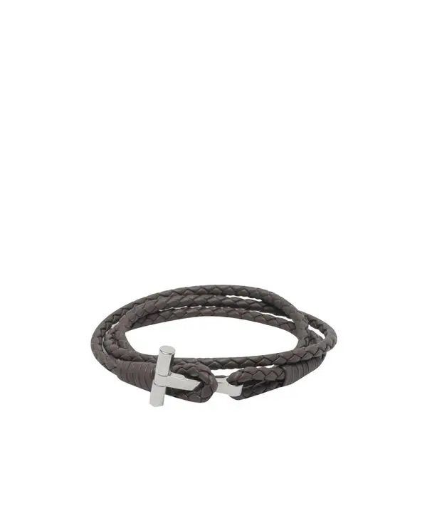 TOM FORD Woven Leather Bracelet With Metal Detailing