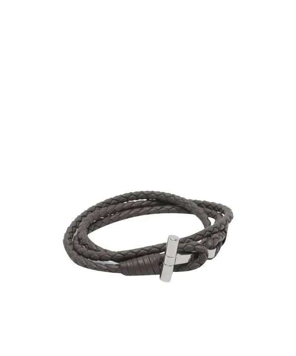 TOM FORD Woven Leather Bracelet With Metal Detailing