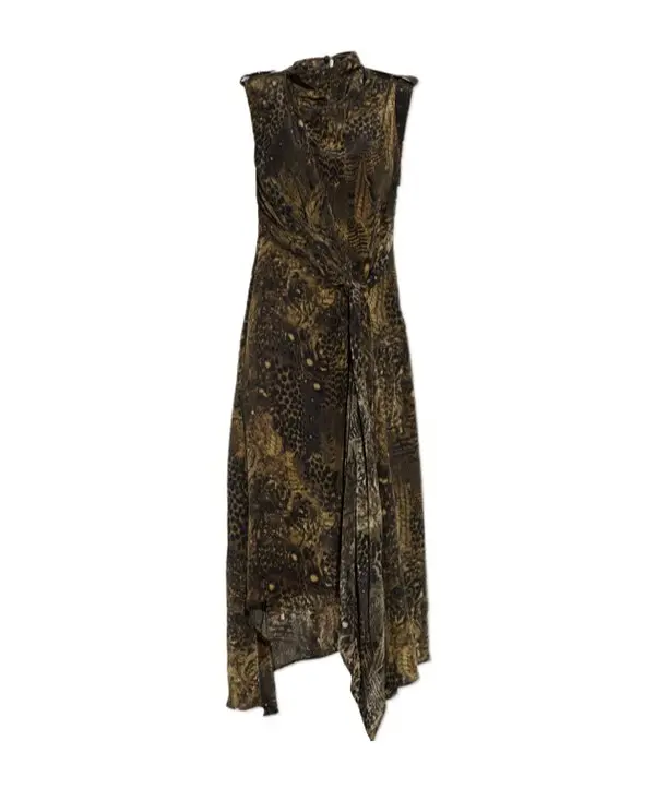 ALLSAINTS Sleeveless Asymmetrical Hem Printed Dress