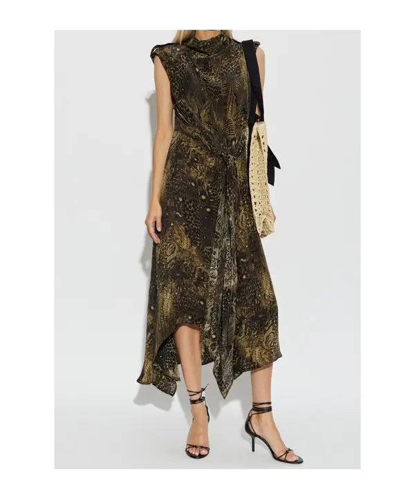 ALLSAINTS Sleeveless Asymmetrical Hem Printed Dress