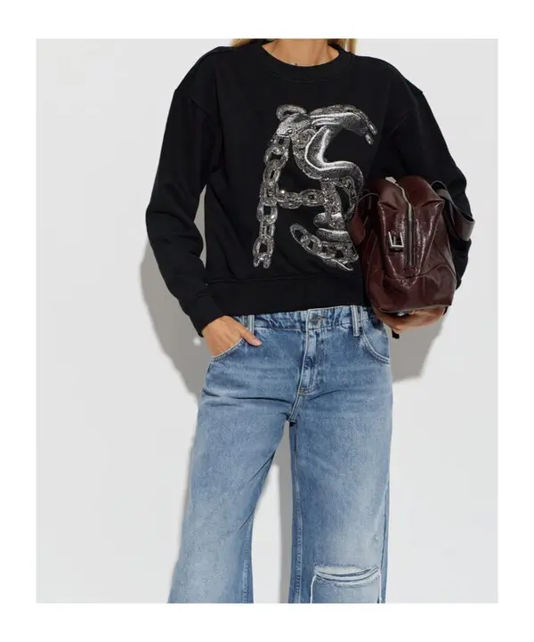 ALLSAINTS Embellished Crew Neck Long Sleeve Sweatshirt