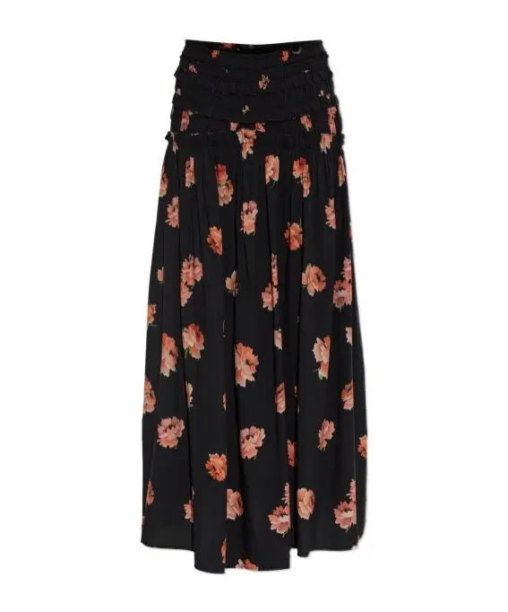 ALLSAINTS Floral Print Tiered Maxi Skirt