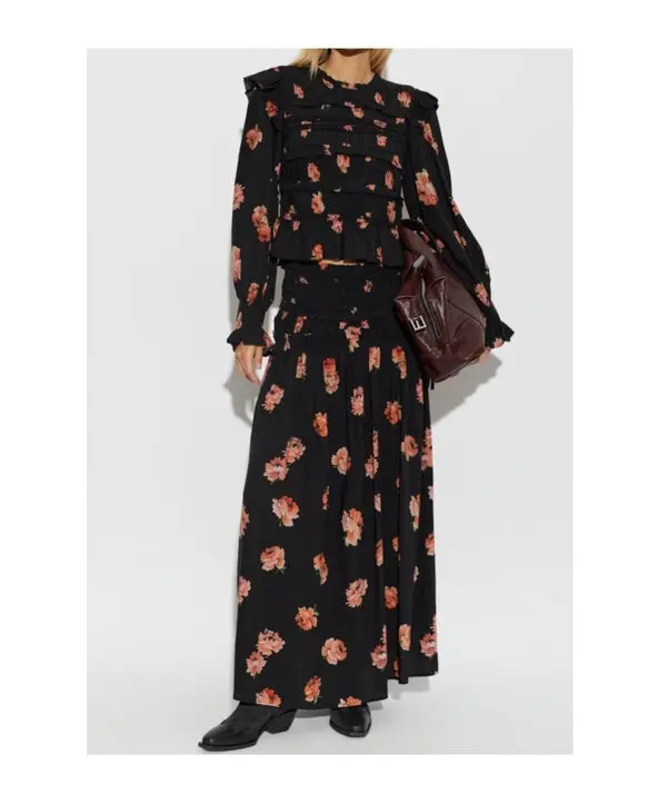 ALLSAINTS Floral Print Tiered Maxi Skirt