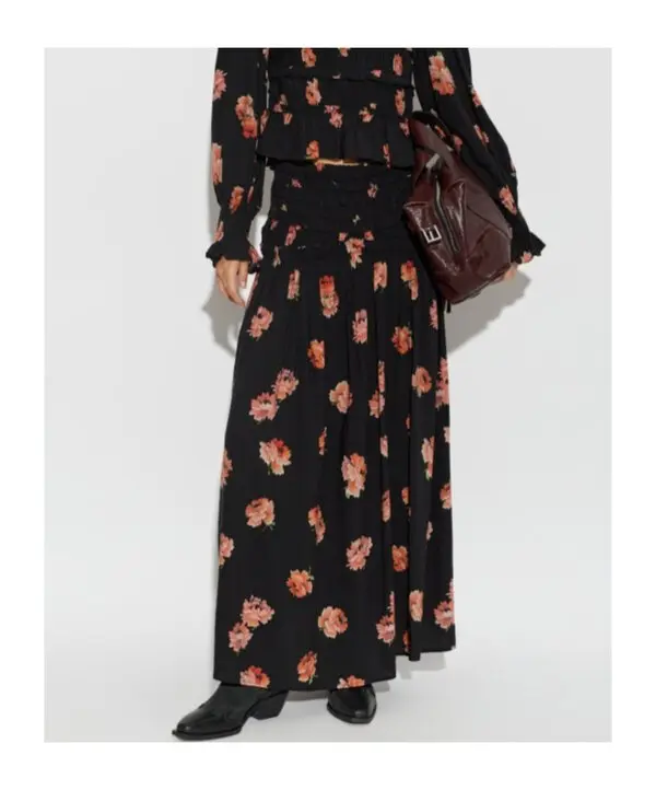 ALLSAINTS Floral Print Tiered Maxi Skirt