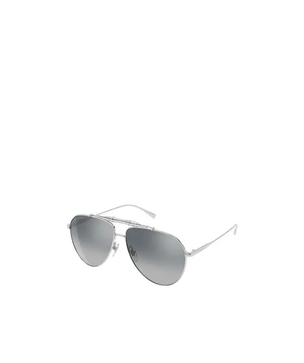 Gucci Aviator Frame Sunglasses With Bamboo-effect Brow Bar - Silver/gray