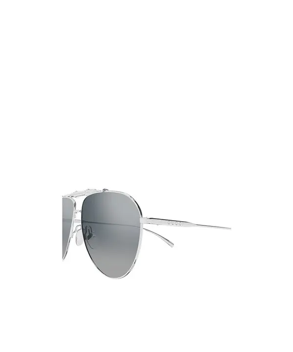 Gucci Aviator Frame Sunglasses With Bamboo-effect Brow Bar - Silver/gray