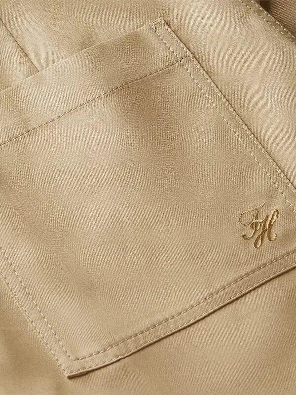 Tommy Hilfiger Logo Embroidered Wide Leg Chinos