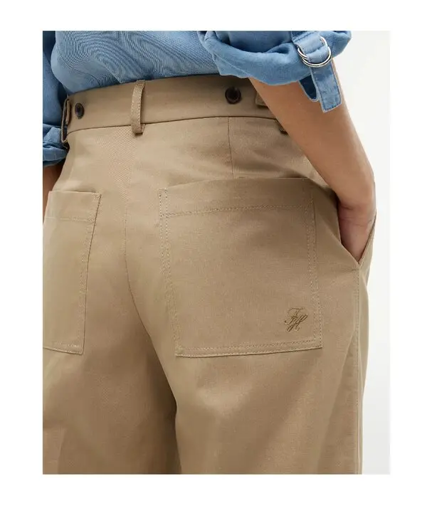 Tommy Hilfiger Logo Embroidered Wide Leg Chinos
