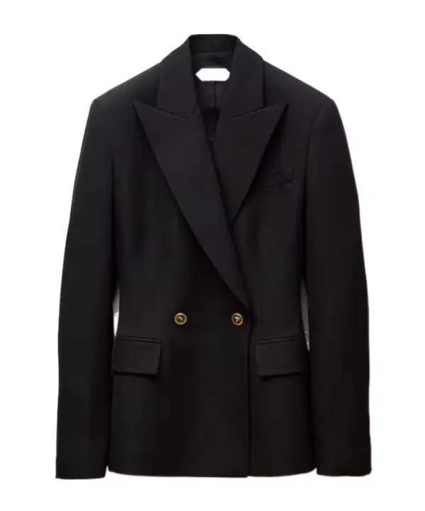 Versace Wool Grain De Poudre Blazer With Medusa Hardware