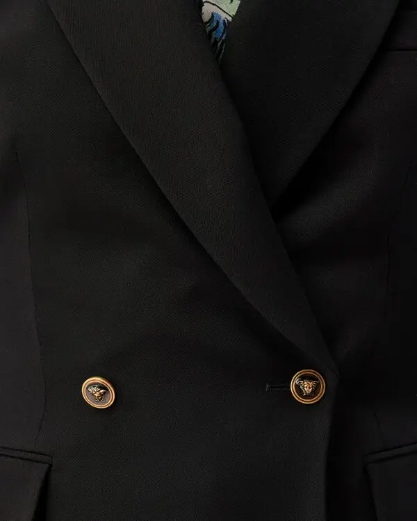 Versace Wool Grain De Poudre Blazer With Medusa Hardware