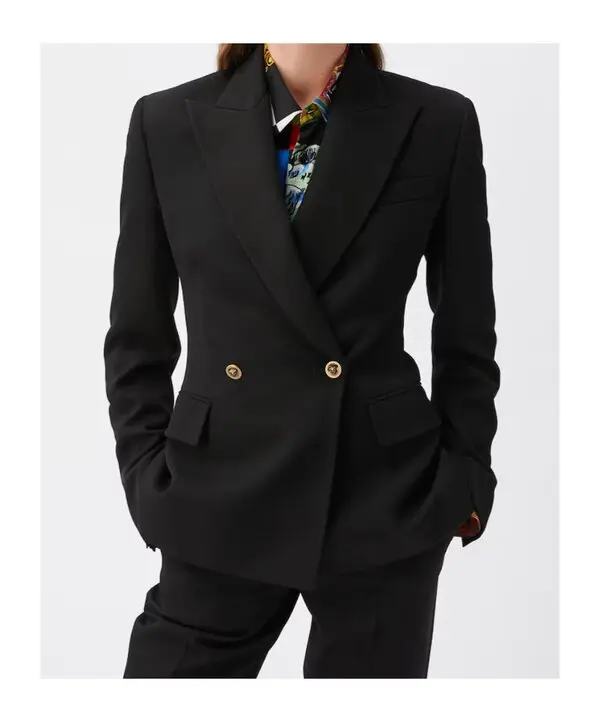Versace Wool Grain De Poudre Blazer With Medusa Hardware