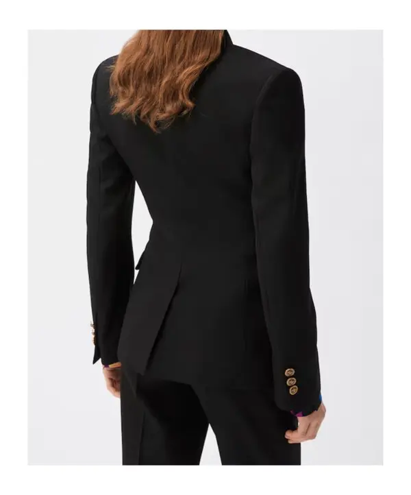 Versace Wool Grain De Poudre Blazer With Medusa Hardware
