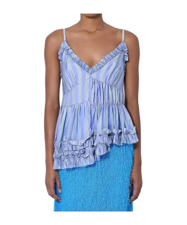 Dries Van Noten Cemil Striped Ruffled Satin Camisole