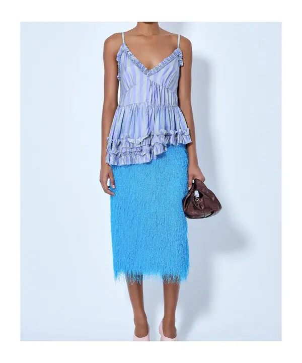 Dries Van Noten Cemil Striped Ruffled Satin Camisole
