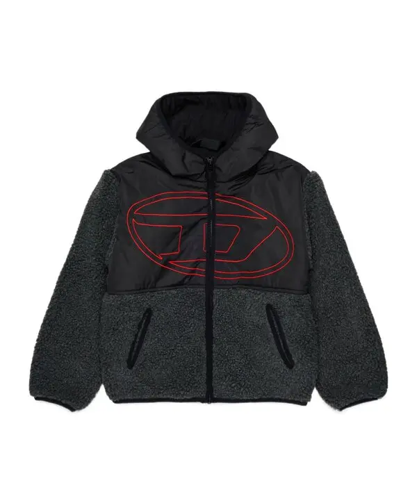 DIESEL® Logo-embroidered Fleece-panel Bomber Jacket