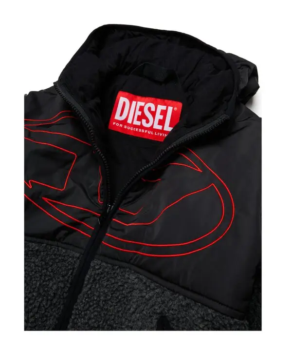 DIESEL® Logo-embroidered Fleece-panel Bomber Jacket