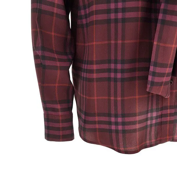 Burberry Silk Crepe De Chine Check Scarf Blouse