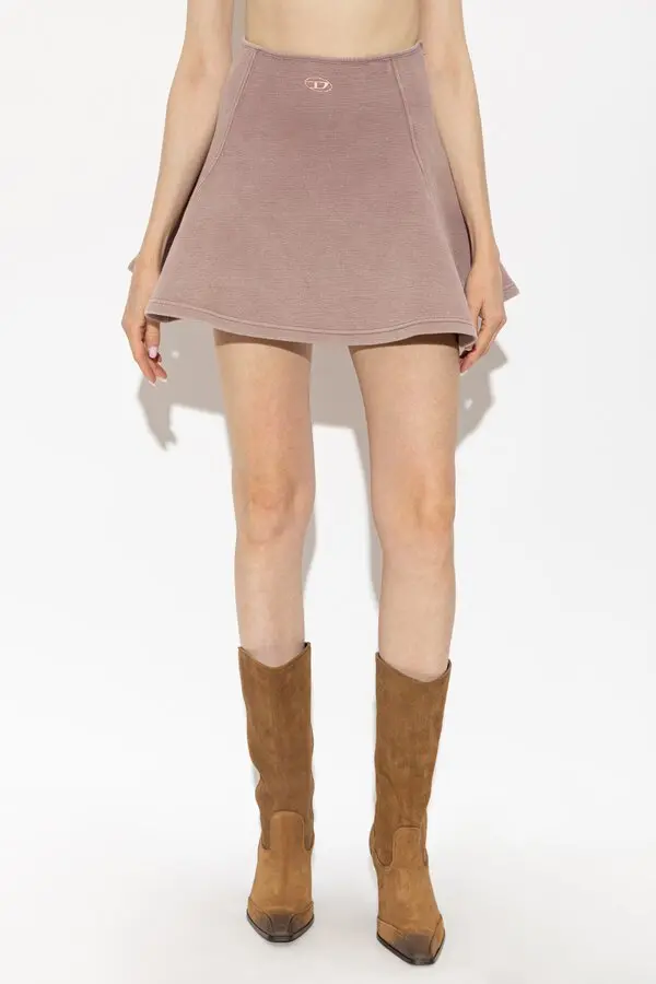 DIESEL® A-line Mini Skirt With Embroidered Logo