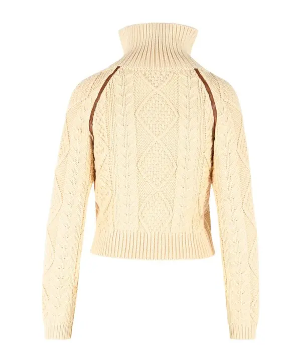 DIESEL® Cable-knit Zip Cardigan With Contrast Banding