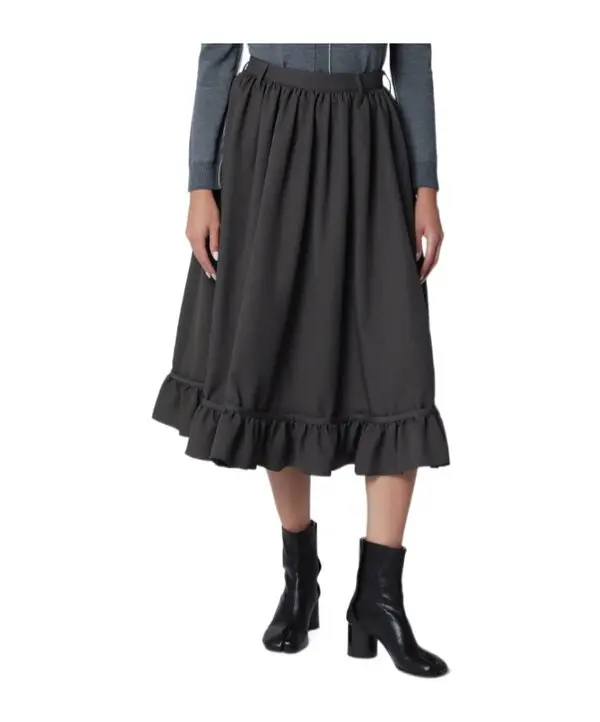 MAISON MARGIELA Midi Skirt With Ruffled Flounce Hem