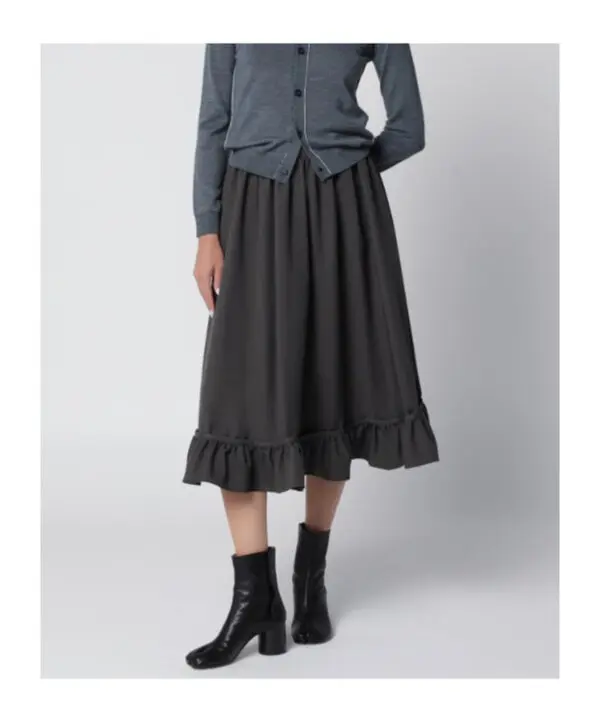 MAISON MARGIELA Midi Skirt With Ruffled Flounce Hem
