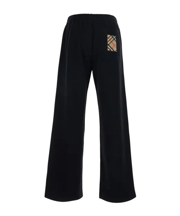 Burberry Straight-leg Cotton Loop-back Sweatpants With House Check Patch - Black