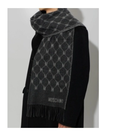 Moschino Monogram Fringed Knitted Scarf