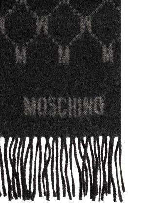 Moschino Monogram Fringed Knitted Scarf
