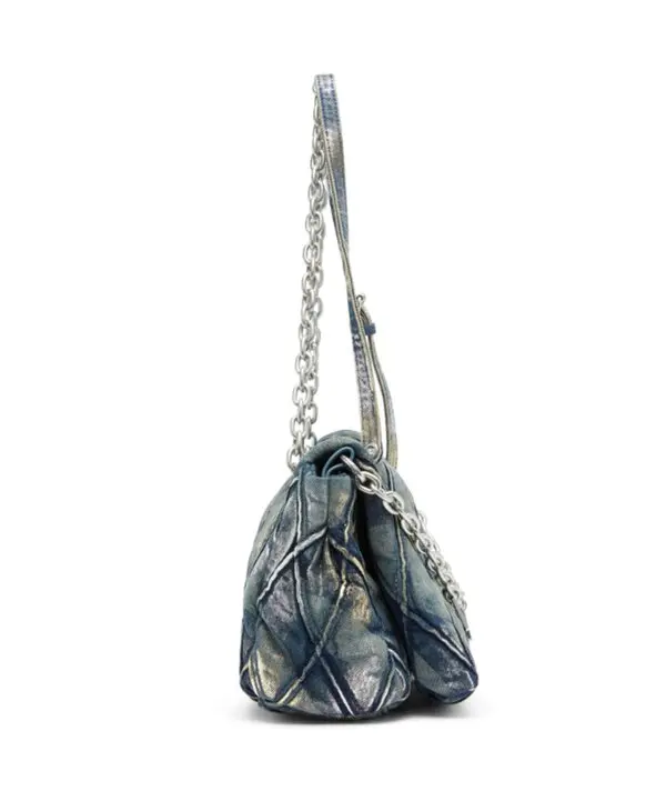 DIESEL® Charm D Quilted Metallic-foil Shoulder Bag