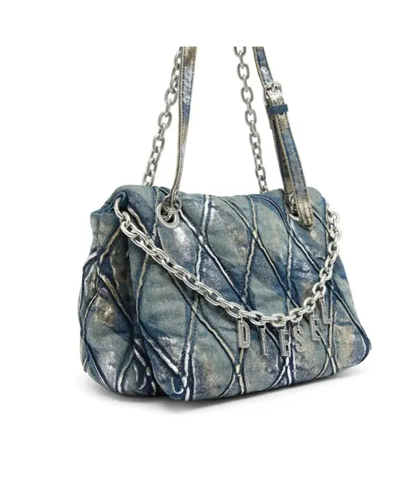 DIESEL® Charm D Quilted Metallic-foil Shoulder Bag