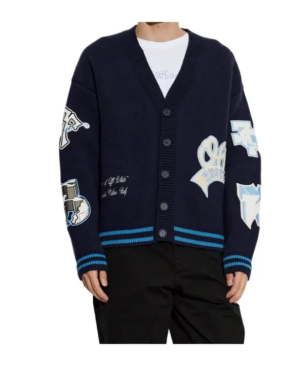 Off-White Long-sleeved Cardigan With Appliqu