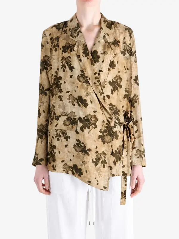 UMA WANG Long Sleeve Printed Jacket - Brown