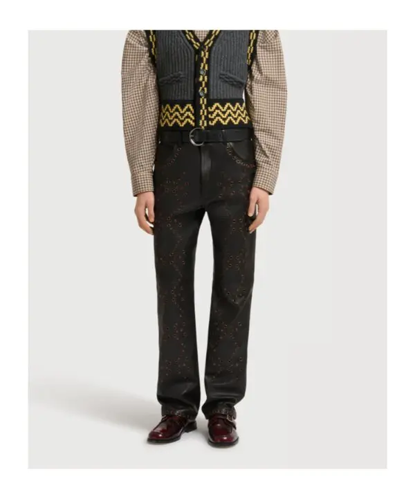 Marni Leather Trousers With Studded Front