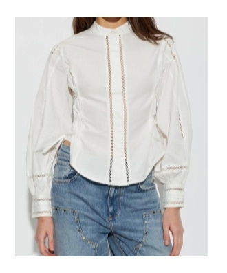 ALLSAINTS Long Sleeve Shirt With Delicate Side Ruching - Optical White