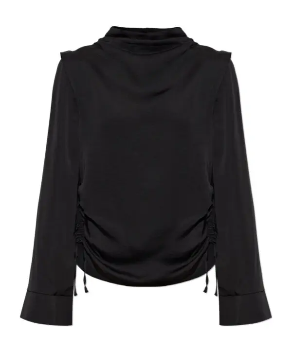 ALLSAINTS Long-sleeved Draped Top With Tie Details - Black