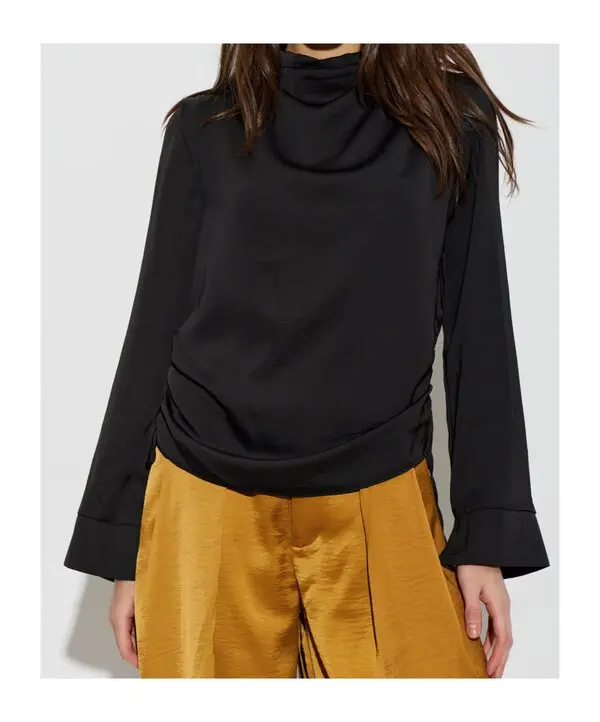ALLSAINTS Long-sleeved Draped Top With Tie Details - Black