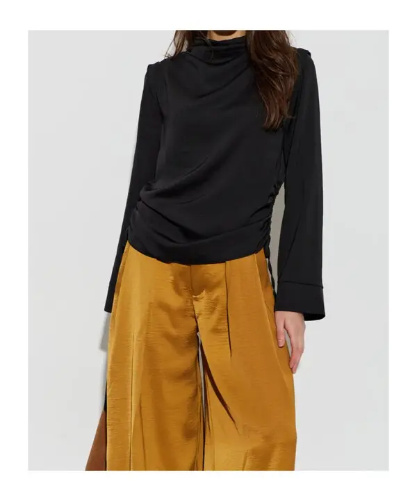 ALLSAINTS Long-sleeved Draped Top With Tie Details - Black