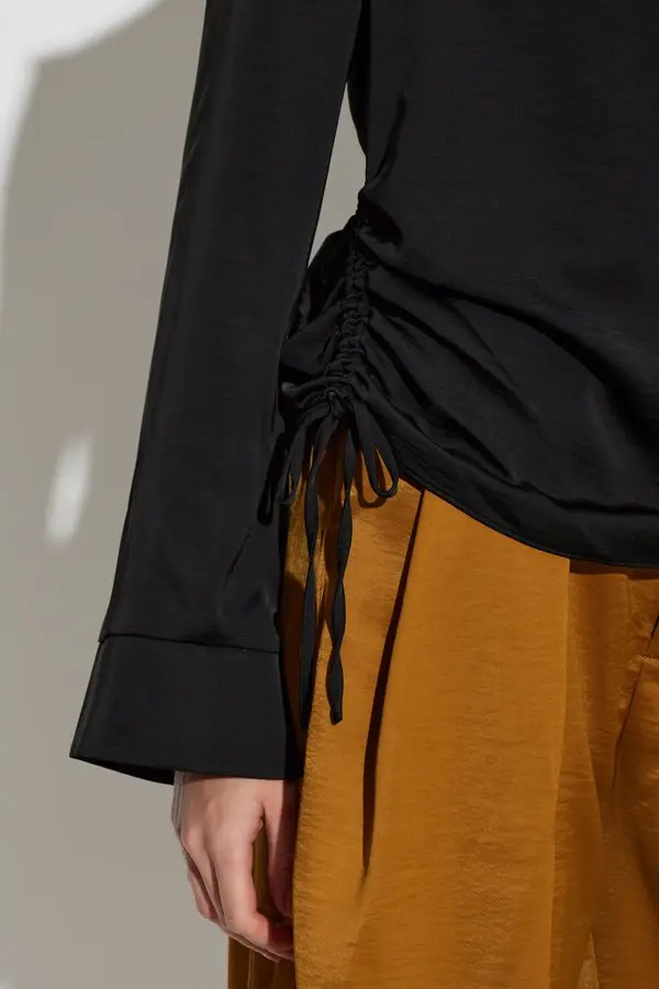 ALLSAINTS Long-sleeved Draped Top With Tie Details - Black