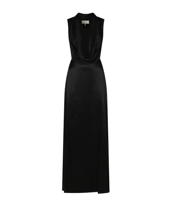MAISON MARGIELA Draped Cowl Neck Sleeveless Maxi Dress - Black