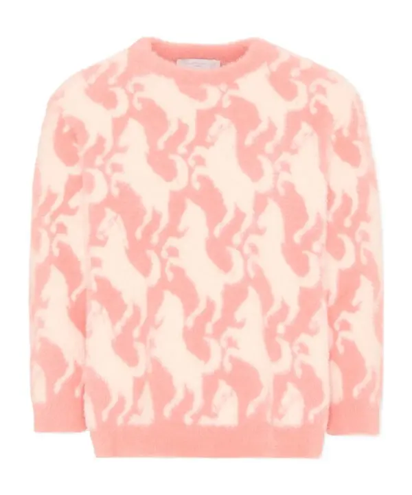 Stella McCartney Horse-intarsia Long-sleeve Sweater - Pink