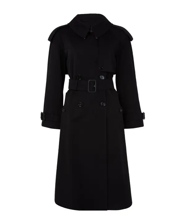 Burberry Long Gabardine Trench Coat - Black