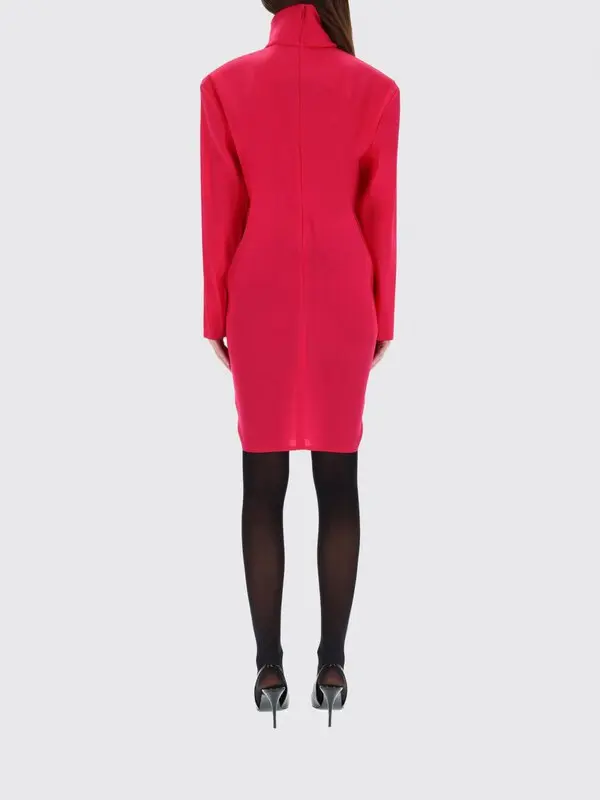Saint Laurent Long Sleeve High Neck Dress - Pink