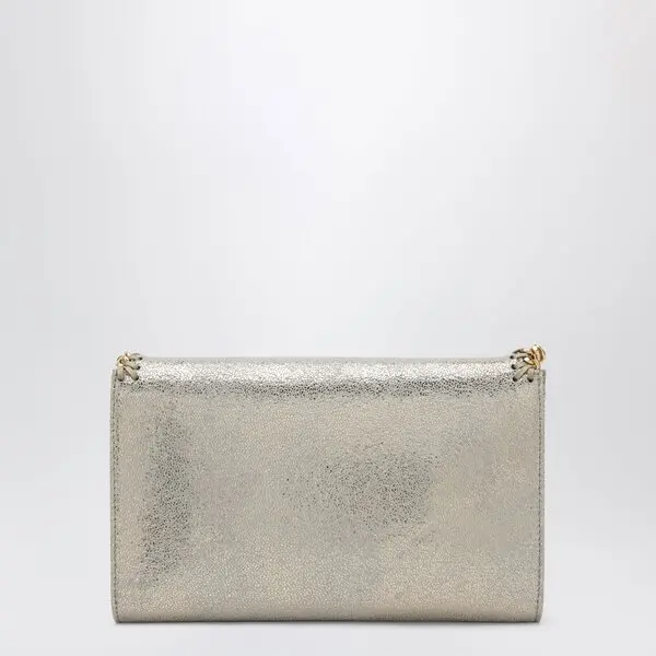 Stella McCartney Falabella Chain Wallet In Metallic Pyrite - Silver